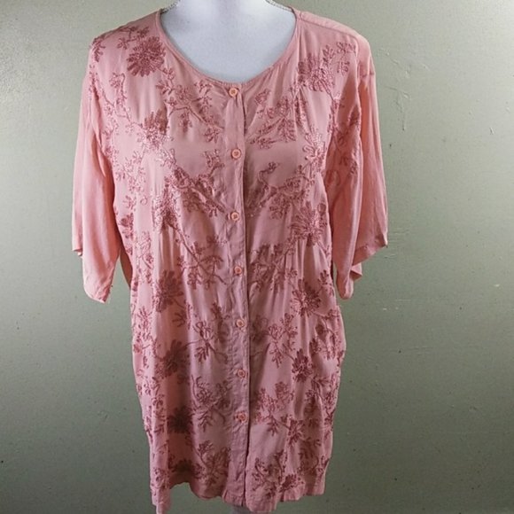 Vintage | Tops | Vintage Toneontone Embroidered Tunic Top L | Poshmark